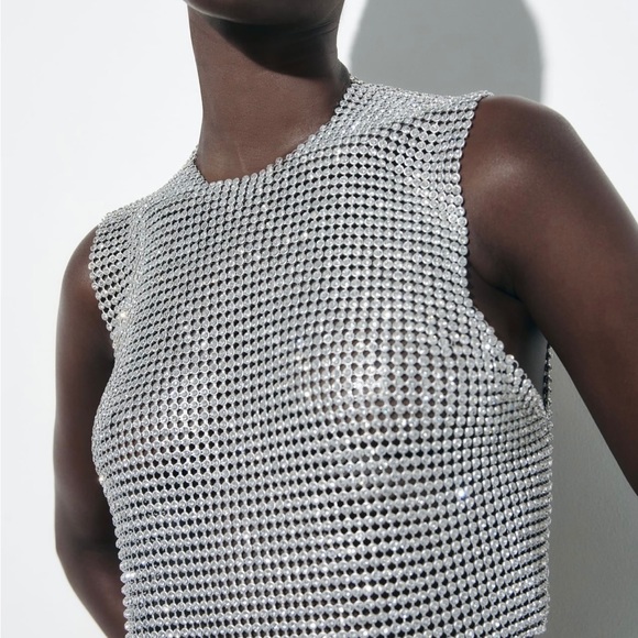Zara | Tops | Zara Open Back Rhinestone Top | Poshmark